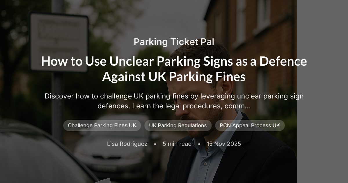 How to Use Unclear Parking Signs as a Defence Against UK Parking Fines ...