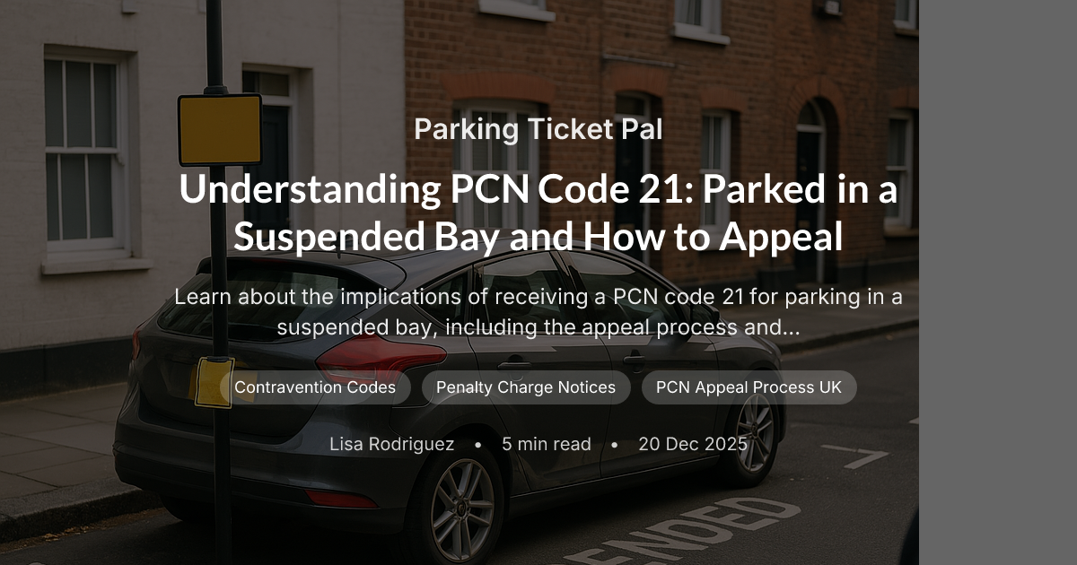 Understanding PCN Code 21: Parked in a Suspended Bay and How to Appeal ...