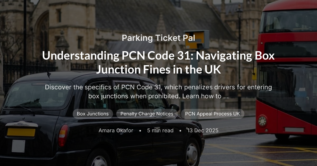 Understanding PCN Code 31: Navigating Box Junction Fines in the UK ...