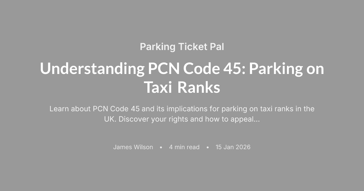 Understanding PCN Code 45: Parking on Taxi Ranks | Parking Ticket Pal